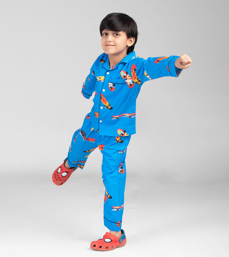 Kids Night Suits – Printed Cotton Kids Nightwear Suit – koochi Poochi